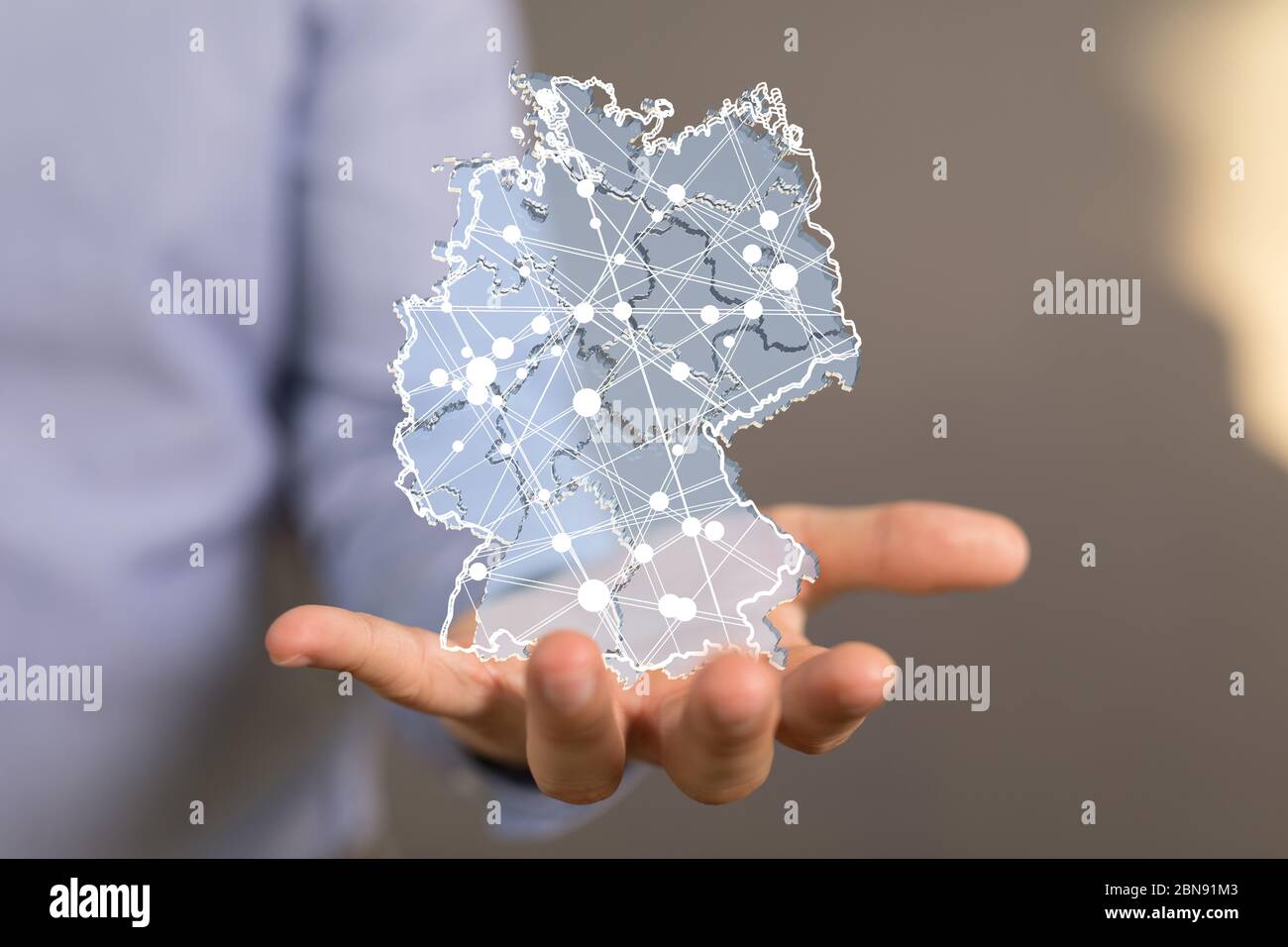 A germany map digital in hand 3d Stock Photo - Alamy