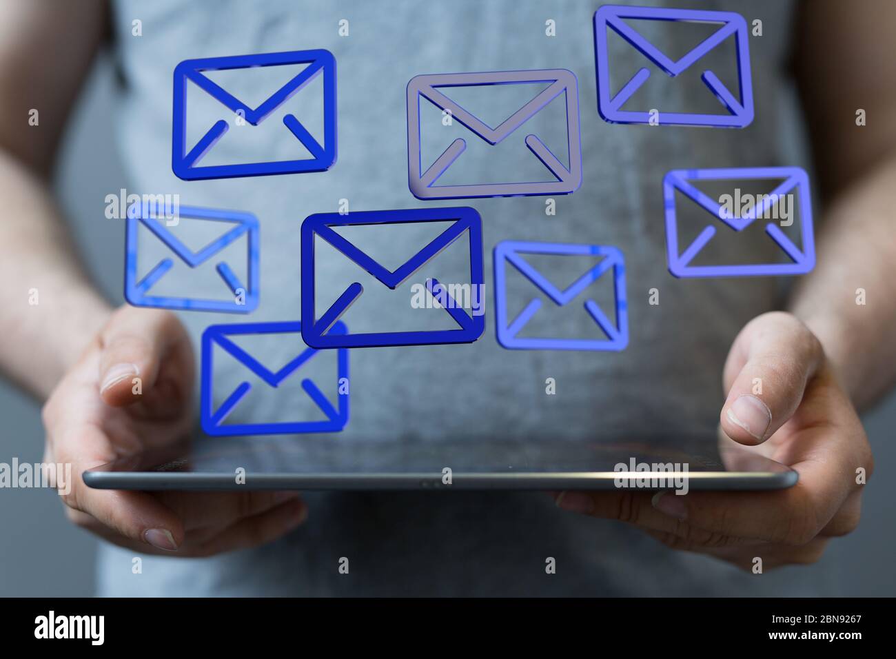 A Hand with an email icon 3d Stock Photo - Alamy