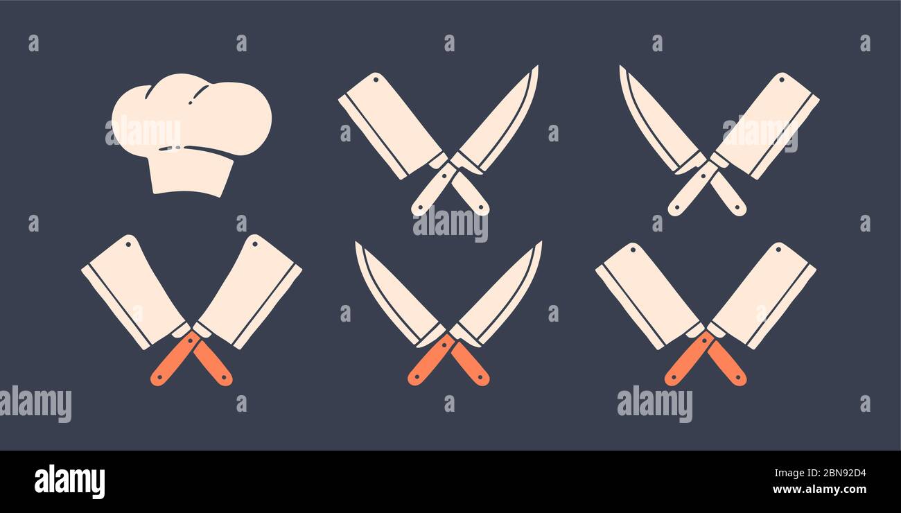Restaurant chef hat and cleaver Stock Vector Images - Alamy