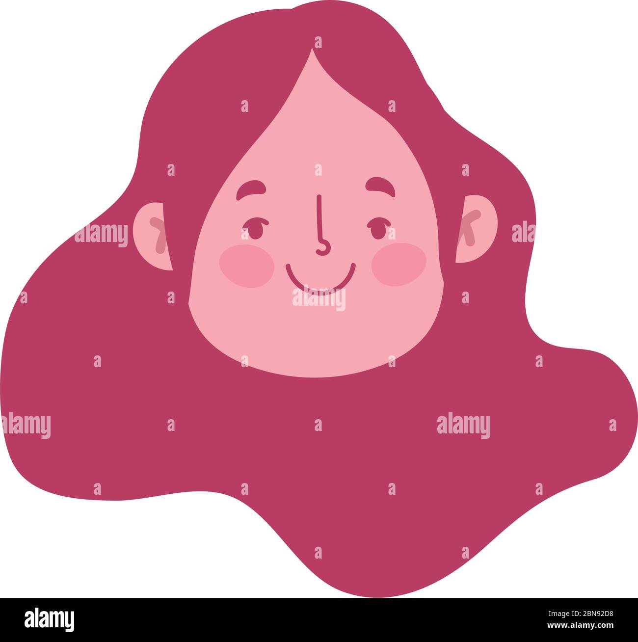 smiling girl face character cartoon isolated design icon vector ...