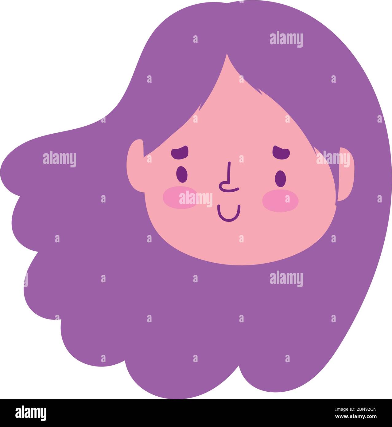 smiling girl face character cartoon isolated design icon vector ...