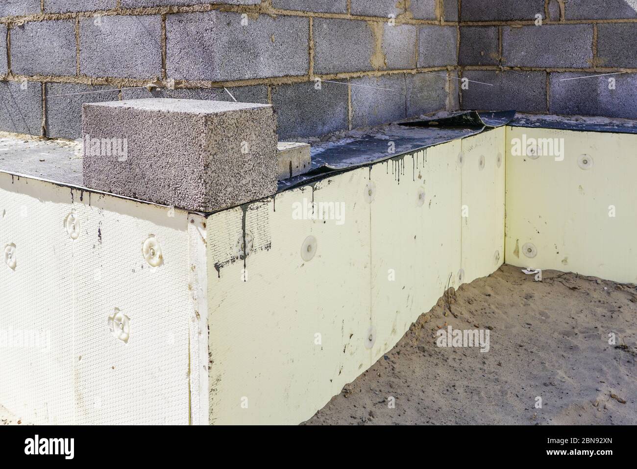 construction of a new residential house from building blocks ...