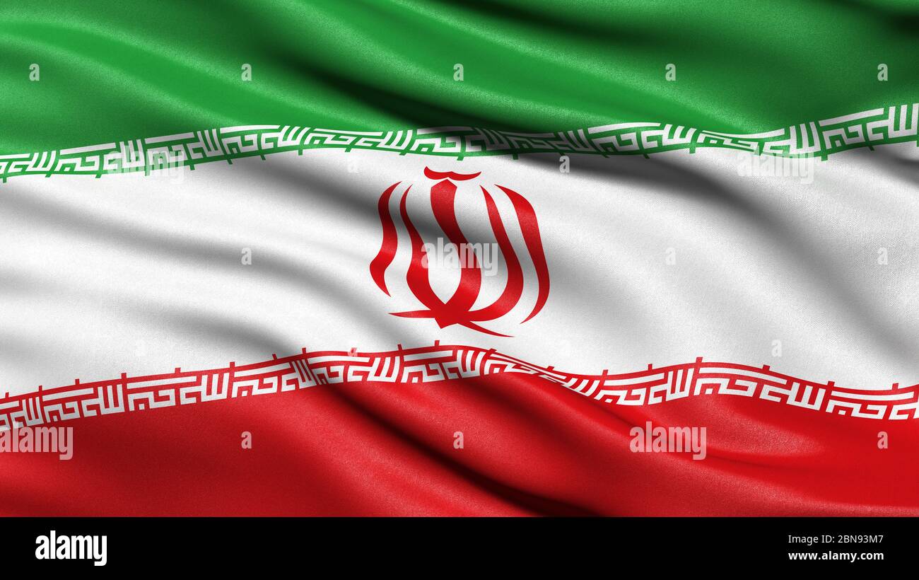 3D illustration of the flag of Iran waving in the wind Stock Photo - Alamy