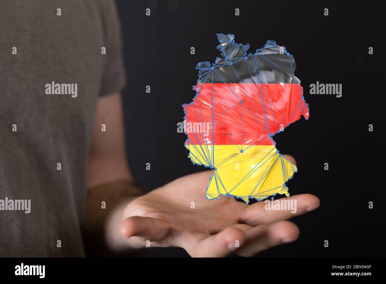 A 3D map of Germany. Map of Germany land border with flag. Germany map ...
