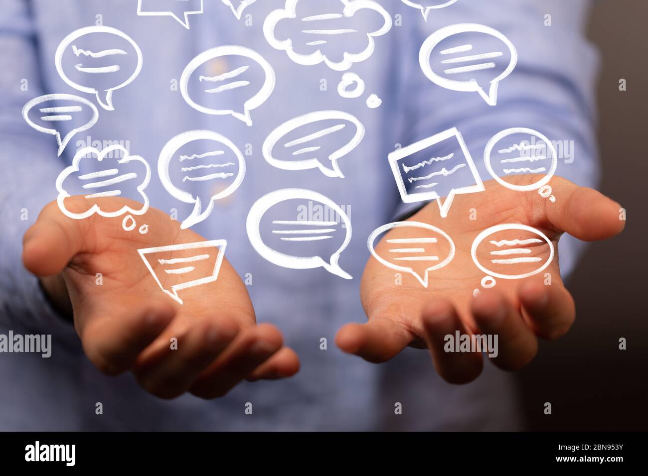 A ilustration of a communication concept. The word communication with ...