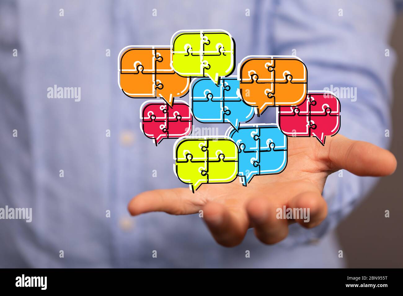 A ilustration of a communication concept. The word communication with ...