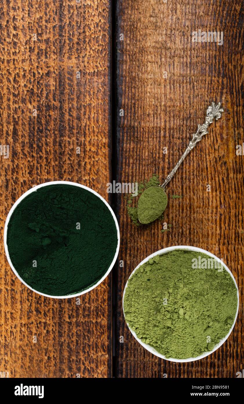Green healthy drink tablespoon hi-res stock photography and images - Alamy
