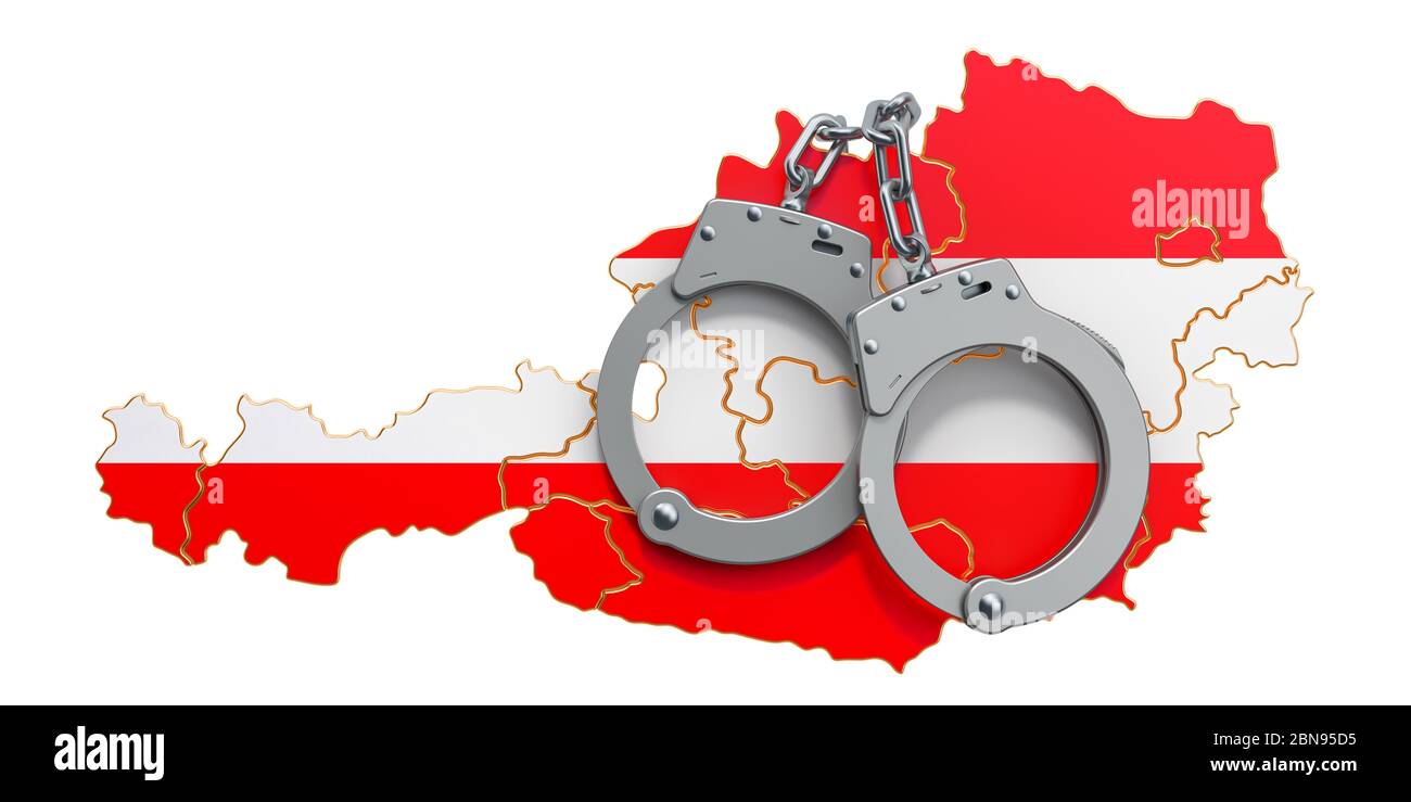 Crime and punishment in Austria concept, 3D rendering isolated on white ...