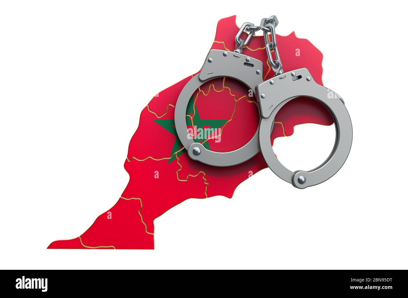 Crime and punishment in Morocco concept, 3D rendering isolated on white ...