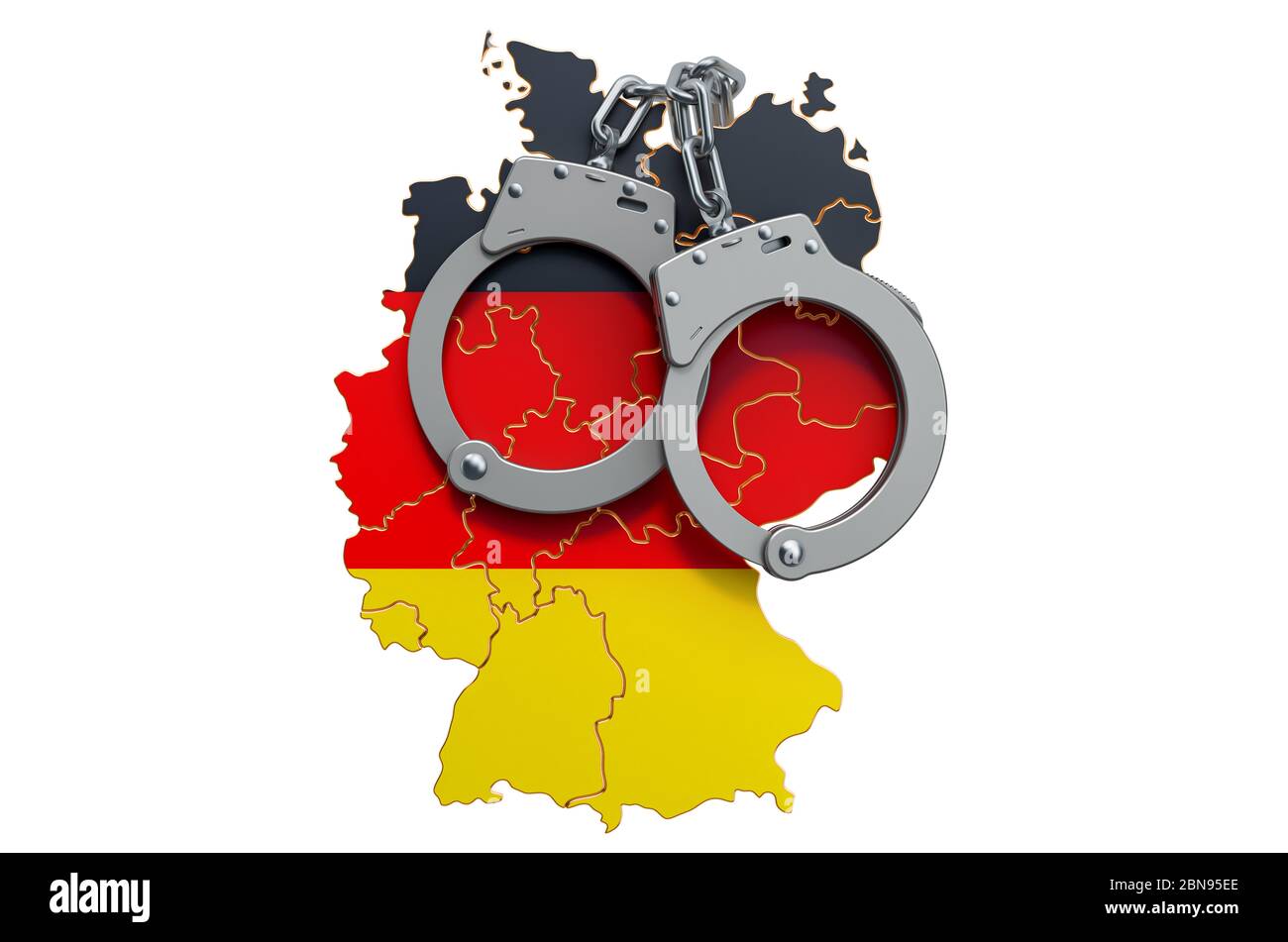 Crime and punishment in Germany concept, 3D rendering isolated on white ...