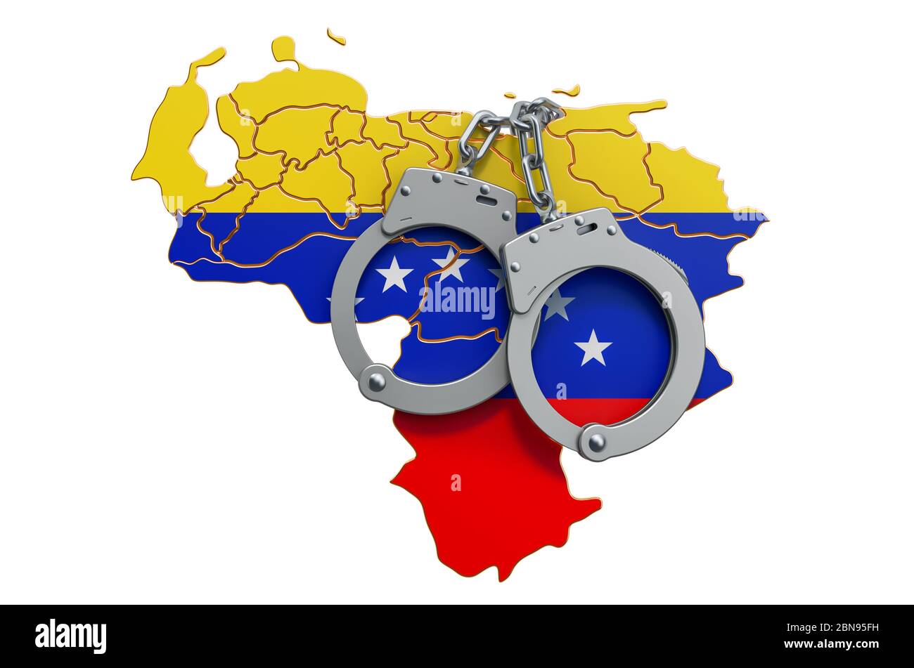 Crime and punishment in Venezuela concept, 3D rendering isolated on ...