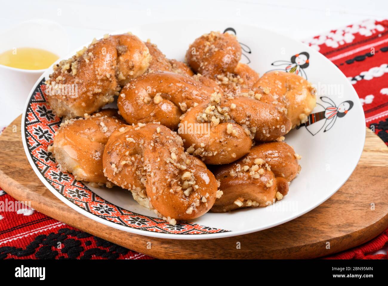 Concept of romanian cuisine. Homemade Mucenici, traditional desserts ...