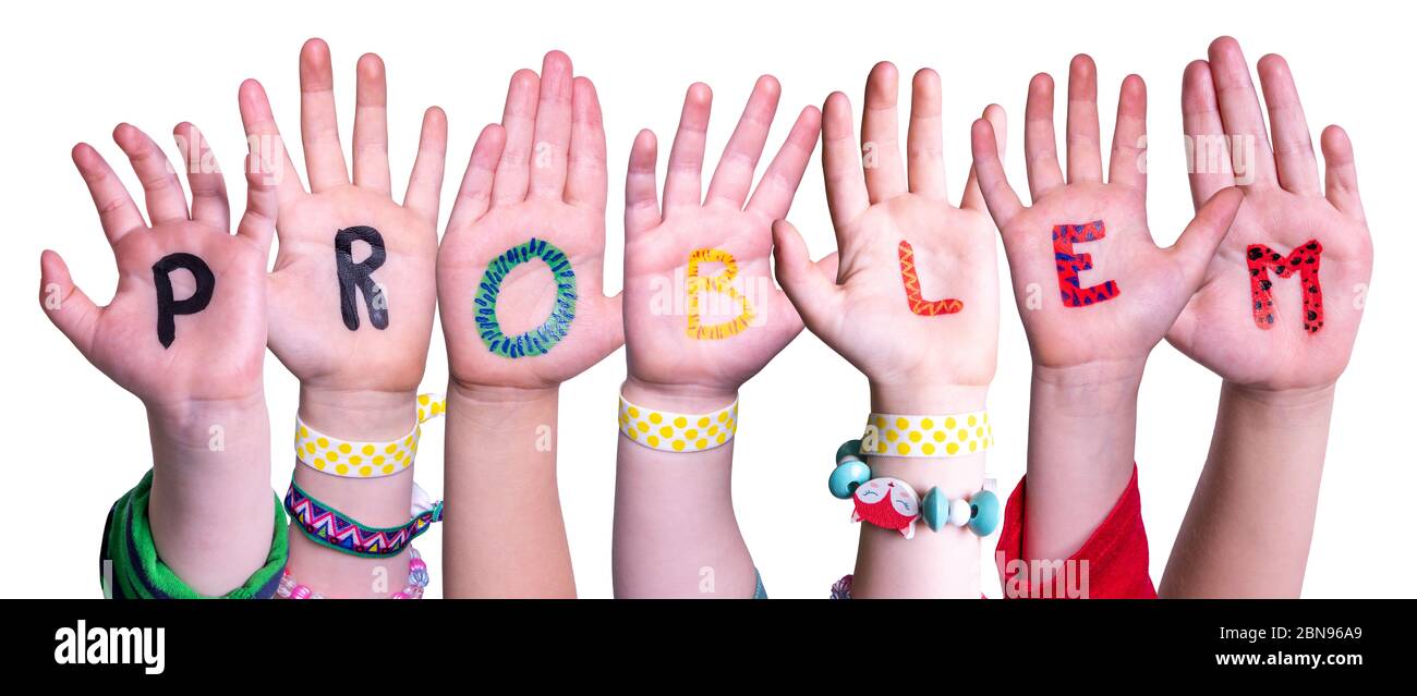 Children Hands Building Word Problem, Isolated Background Stock Photo ...