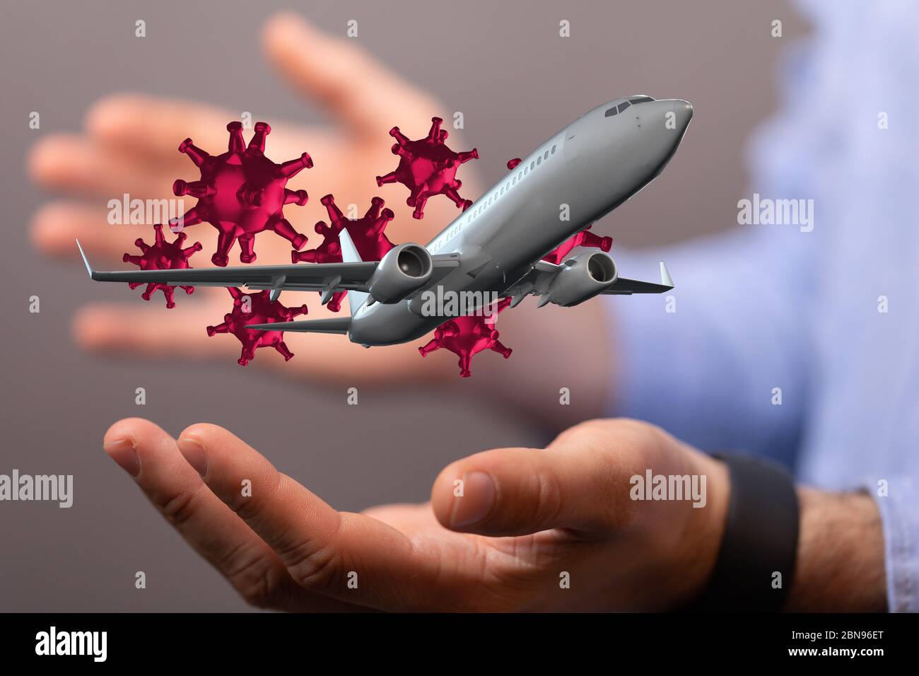 A travel with plane prohibited warning sign Stock Photo - Alamy