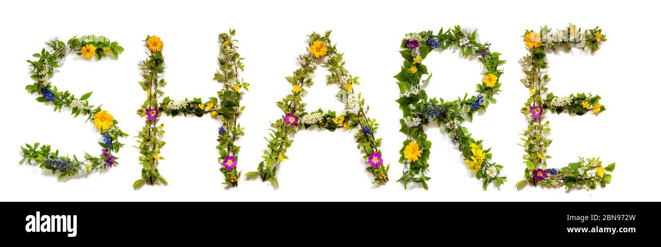 Flower And Blossom Letter Building Word Share Stock Photo - Alamy