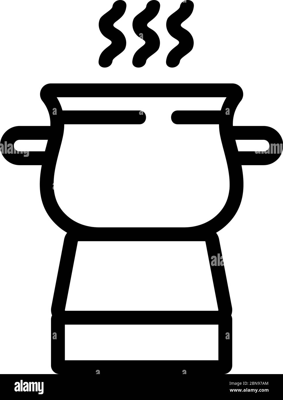 boiling pot fondue icon vector outline illustration Stock Vector Image ...