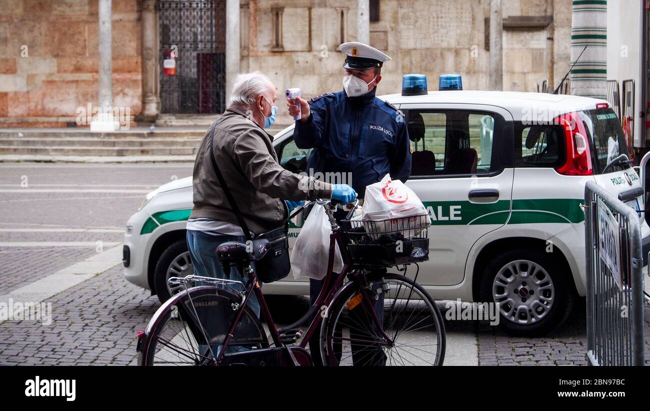Cremona, Lombardy, Italy - 13 th may 2020 - Local police officer ...