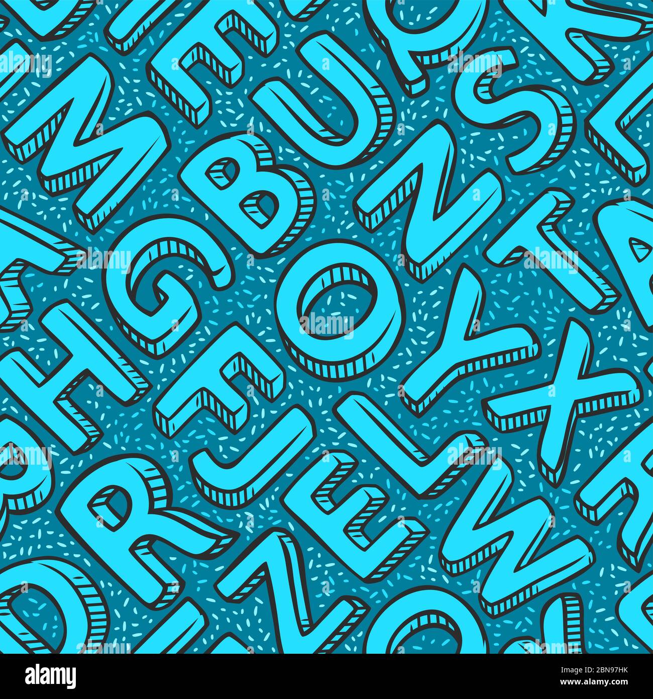 Seamless background school. Hand-drawn alphabet pattern vector ...