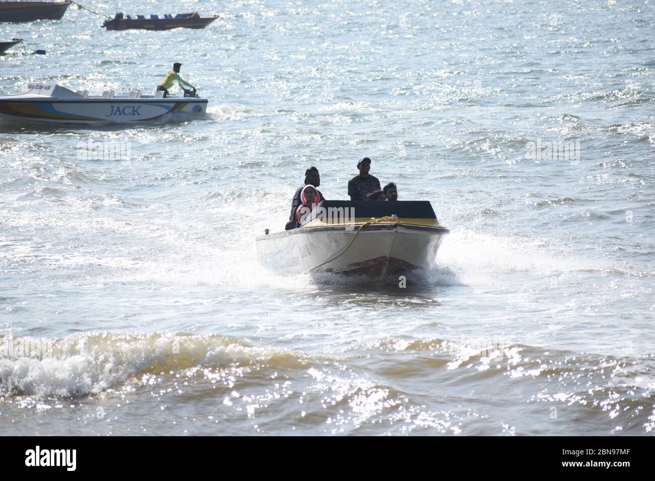 Speed boat in Anjuna beach,Goa,India.14December 2020 Stock Photo - Alamy
