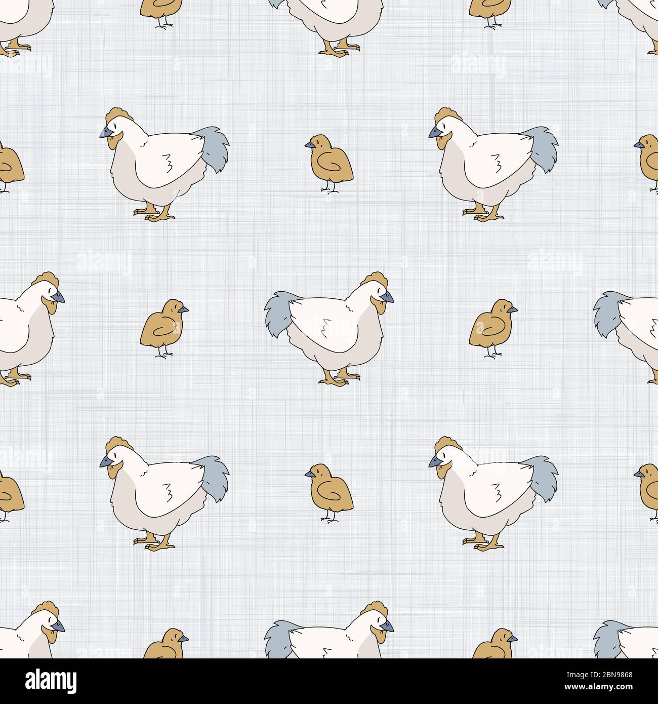 Seamless french farmhouse hen and chick pattern. Provence linen shabby ...