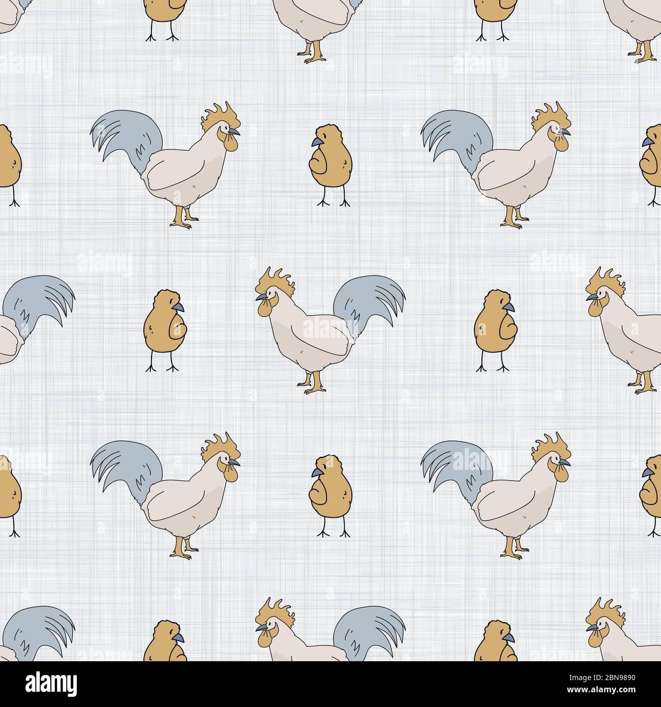 Seamless french farmhouse cockerel and chick pattern. Provence linen ...