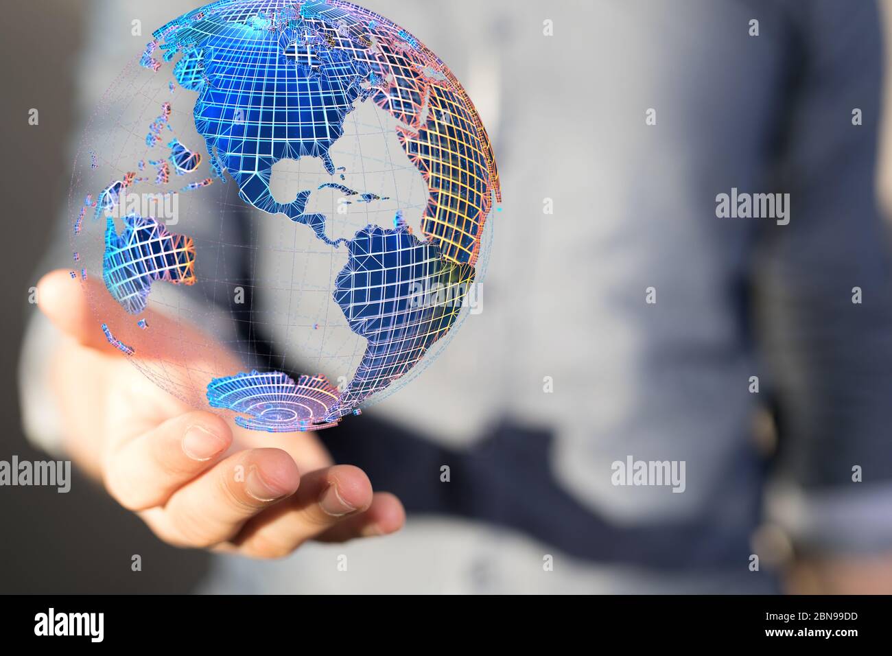 A Human Hand Holding The World In Hands Stock Photo - Alamy