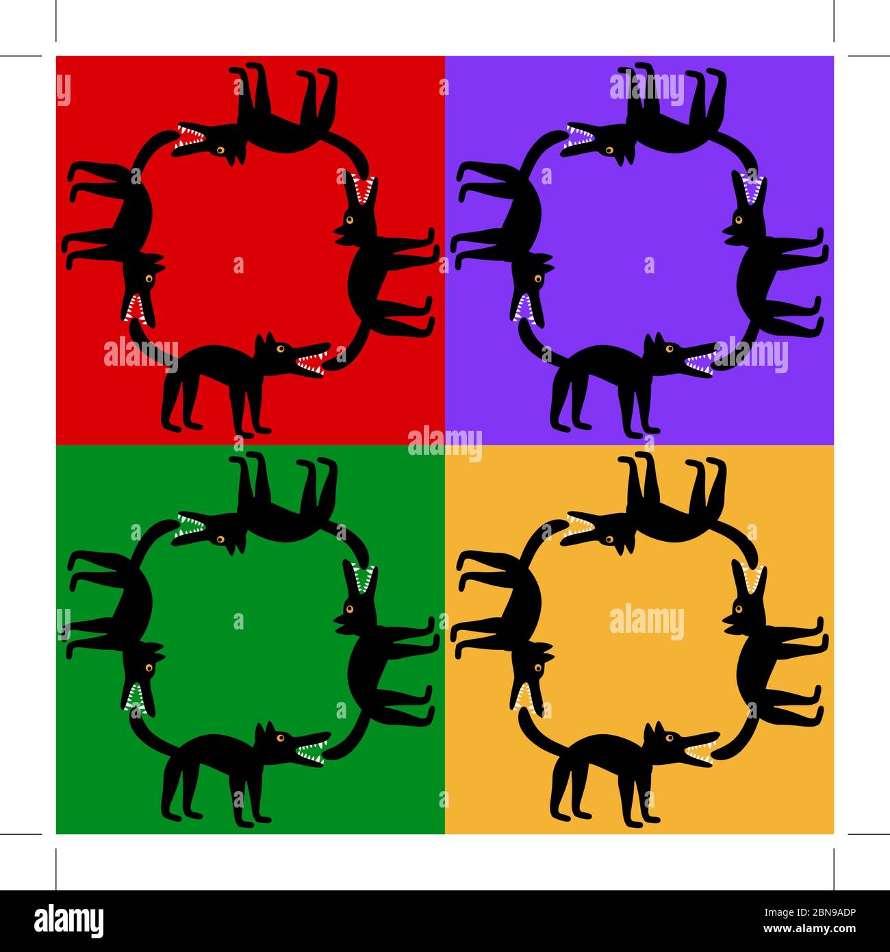 Background with wolves. Cartoon flat characters. Vector Image Stock ...