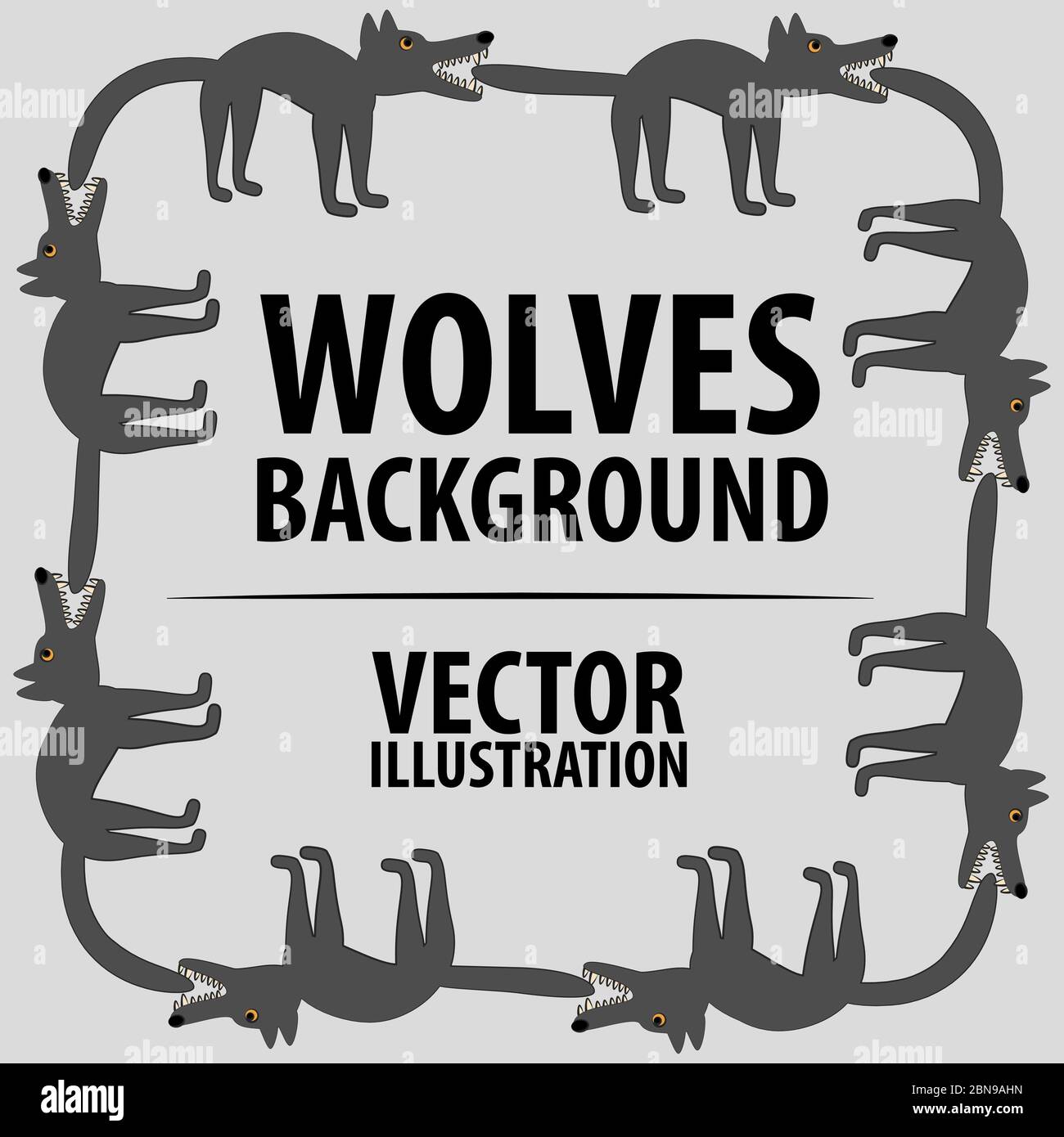 Background with wolves. Cartoon flat characters. Vector Image Stock ...
