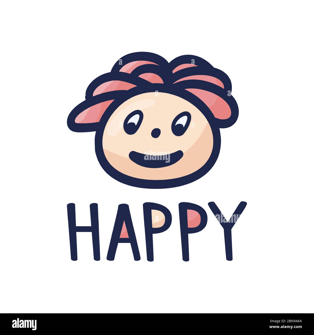 Happy Man character head Vector illustration design. Cartoon hand drawn ...