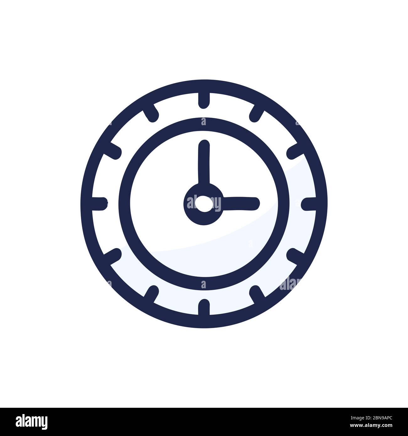Clock doodle line vector illustration black icon. Watch dial isolated ...