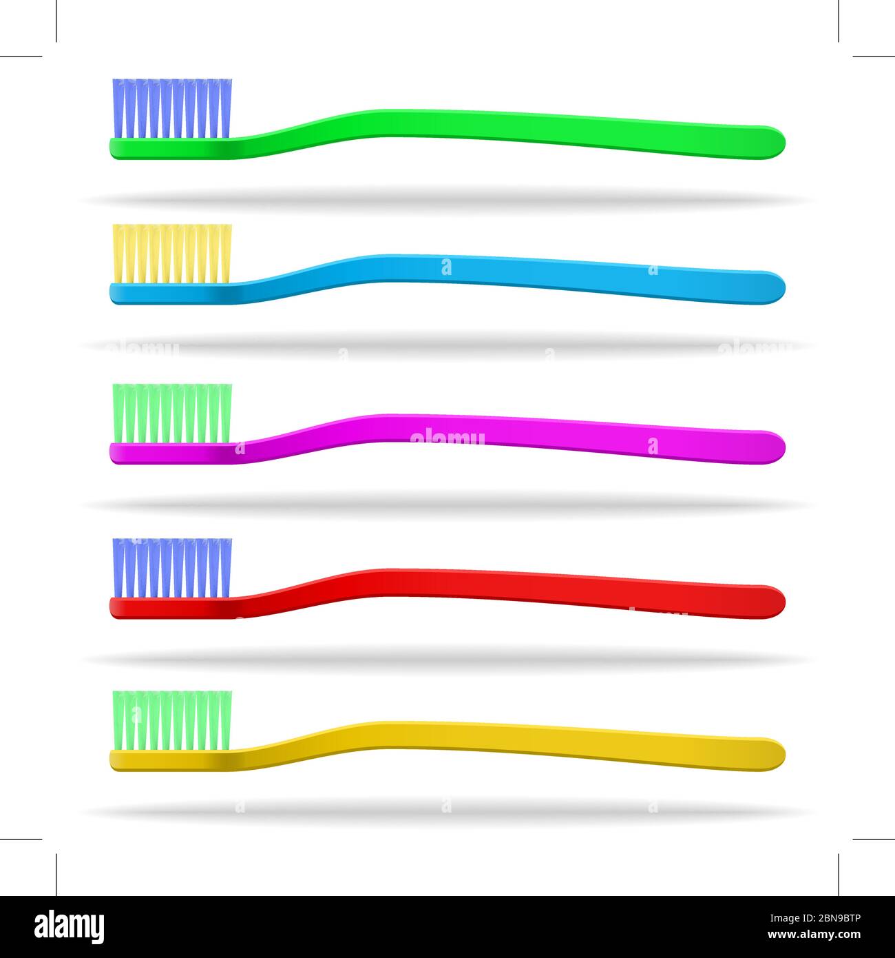 Set of multicolored toothbrushes. White background . Isolated objects ...