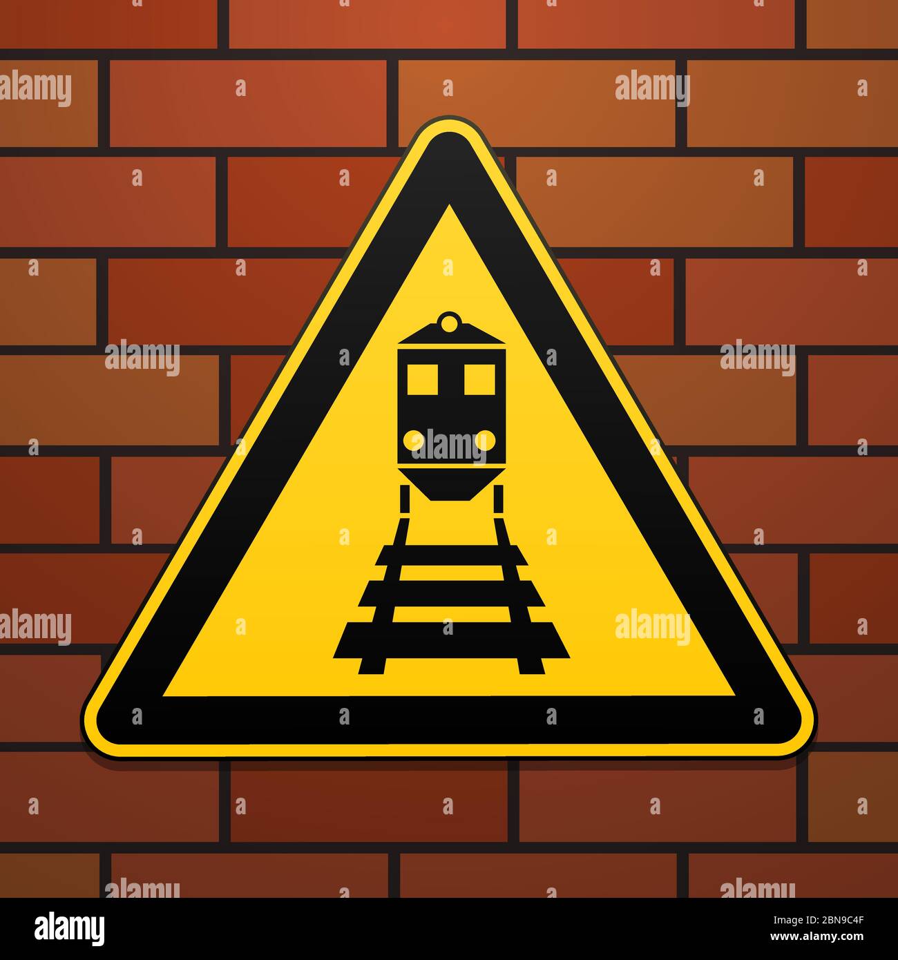 International safety warning sign. Beware of the train The sign on the ...