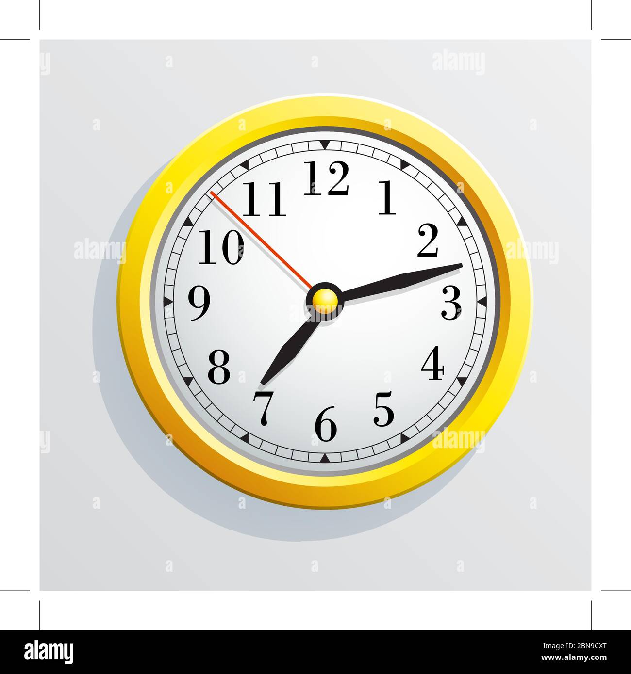 Classic round wall clock with arrows. Yellow body. Vector Stock Vector ...
