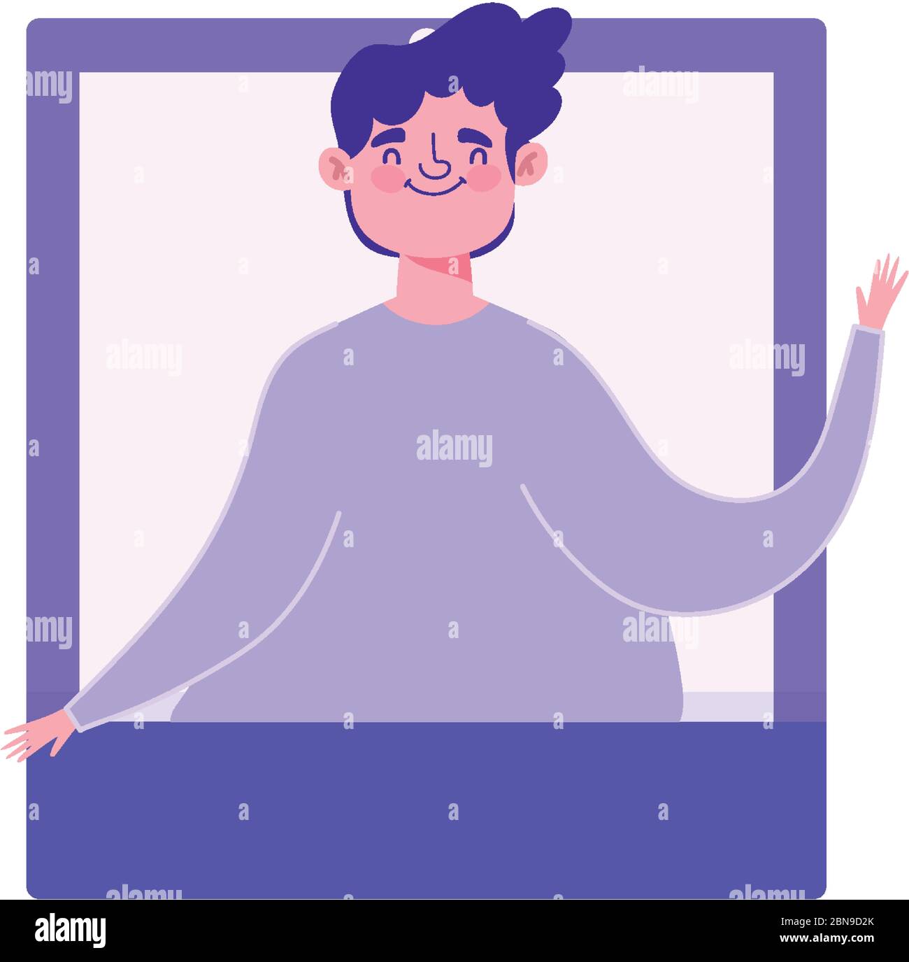 young man video call technology character isolated design vector ...