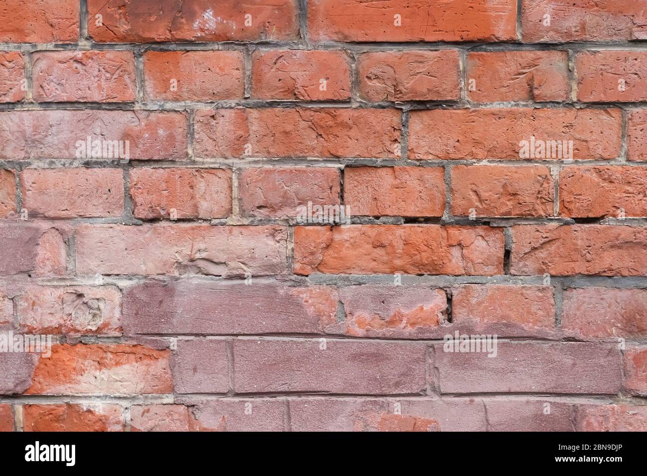 Red brick wall. Texture of old weathered red brick wall panoramic ...