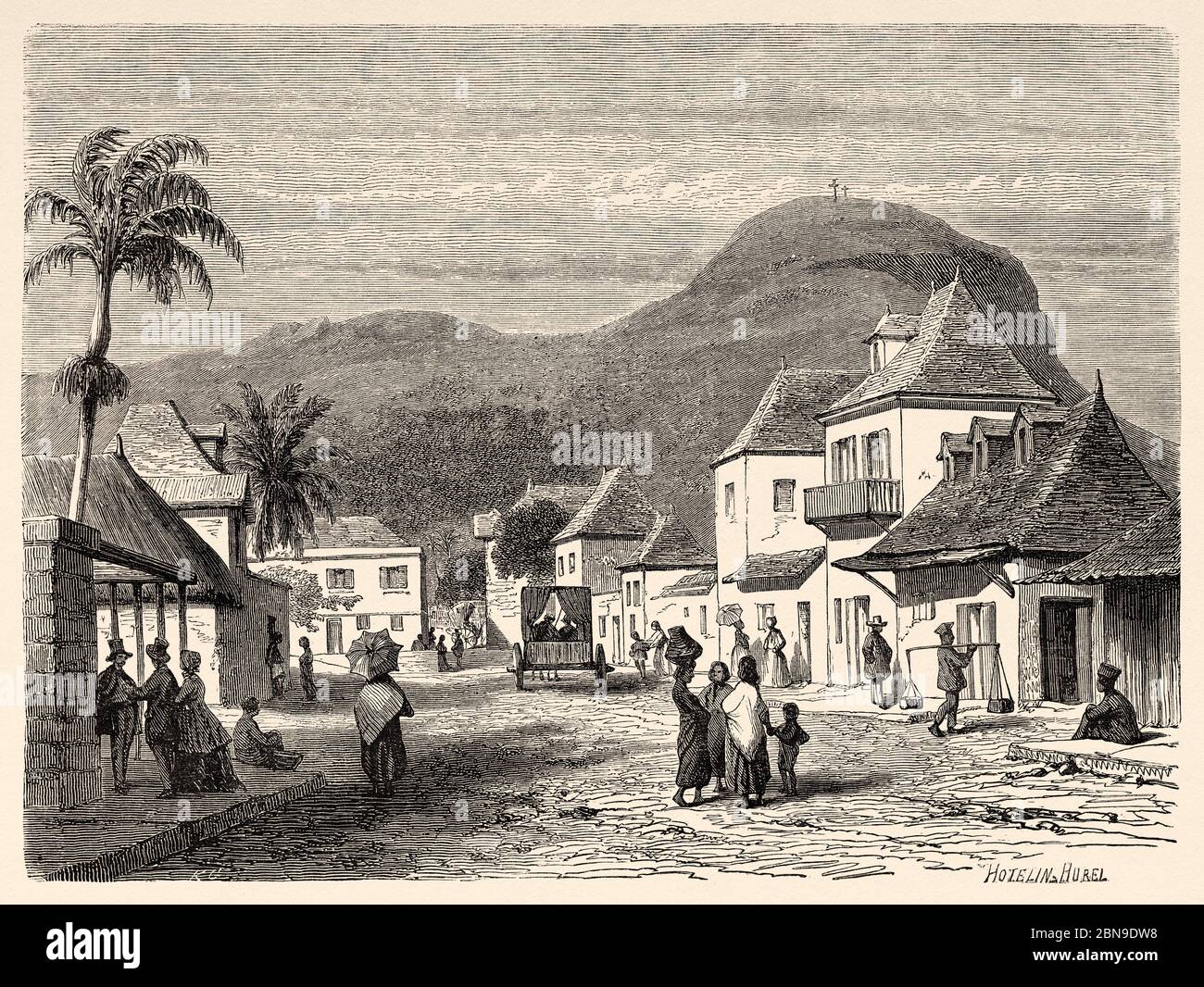 Old landscape view city of Port Louis, Mauritius Island. Mascarene ...