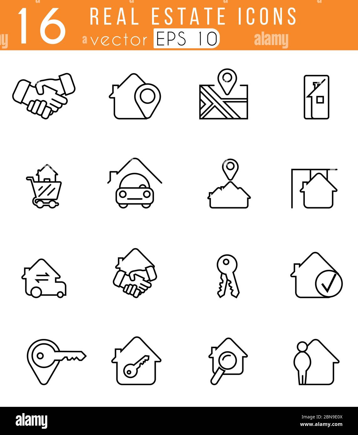 Real Estate 16 icons set with White Background Stock Vector Image & Art ...