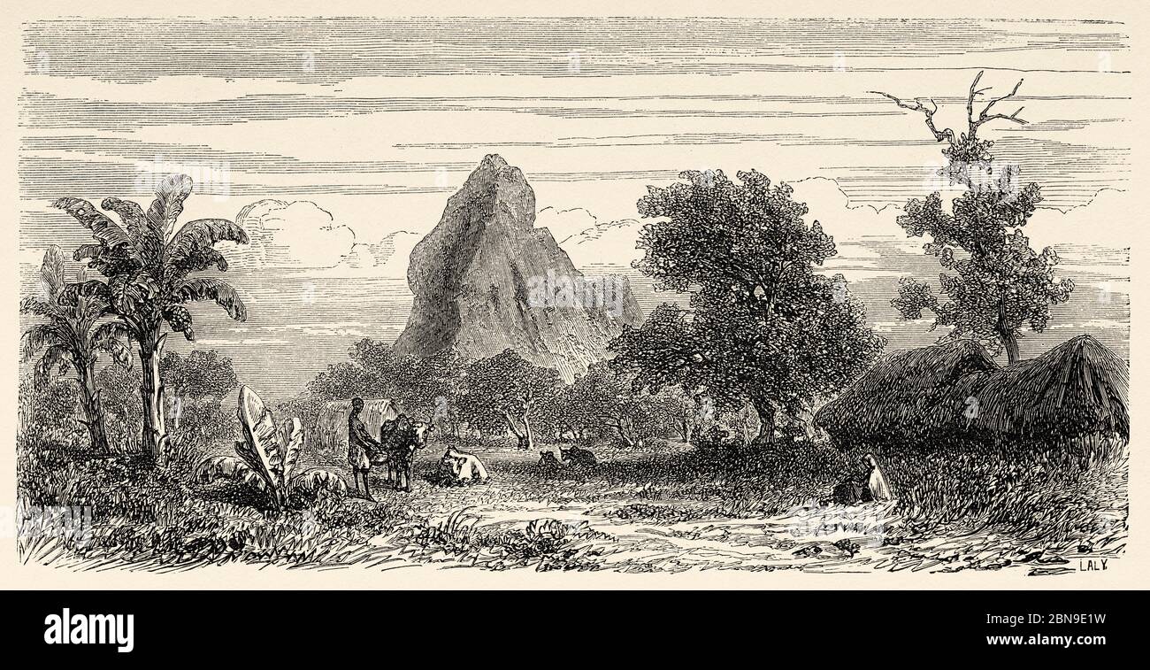 Natural landscape view Rempart Mountain, Mauritius Island. Mascarene ...