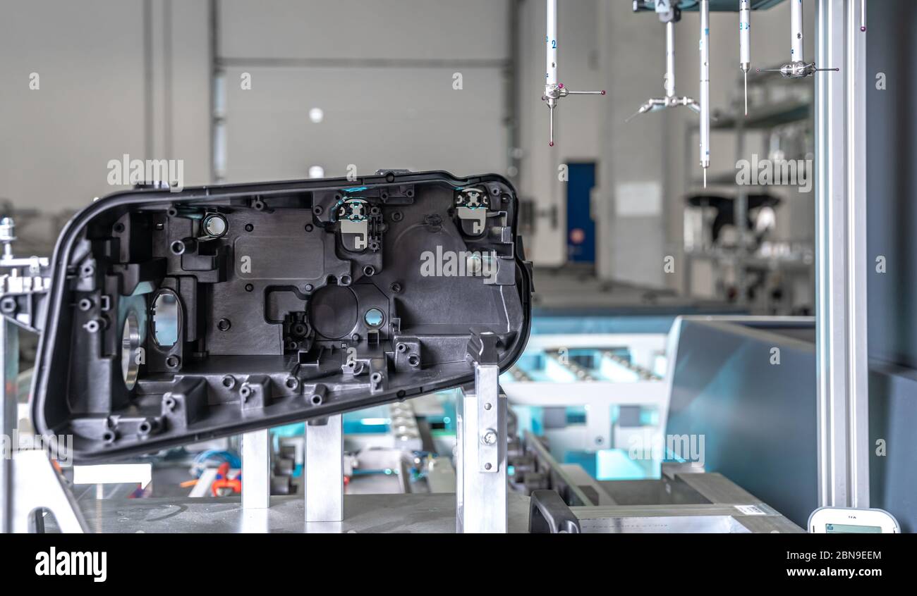3D measuring device in a factory for the production of plastic castings ...