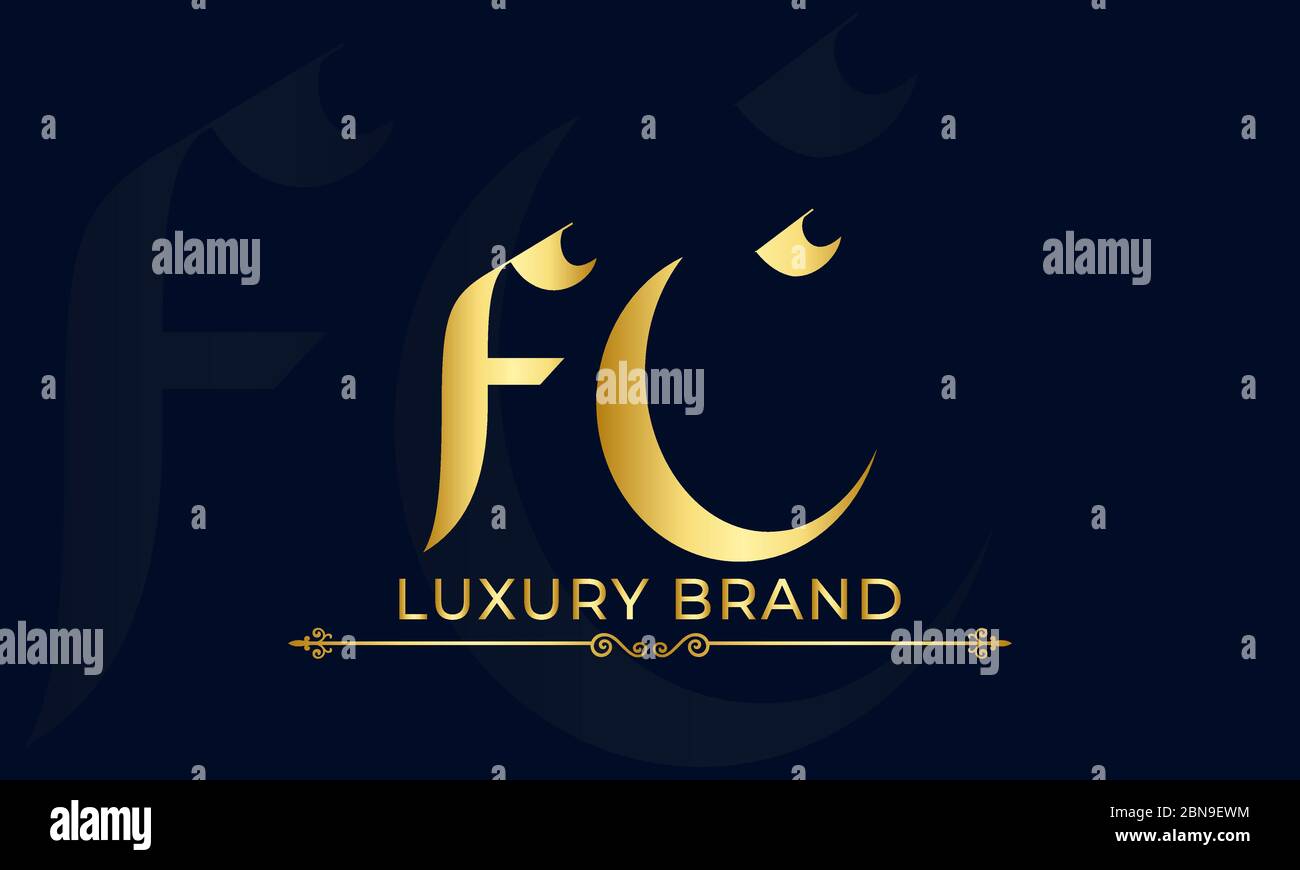 Initial FC Logo monogram design template. Simple elegant shape style ...