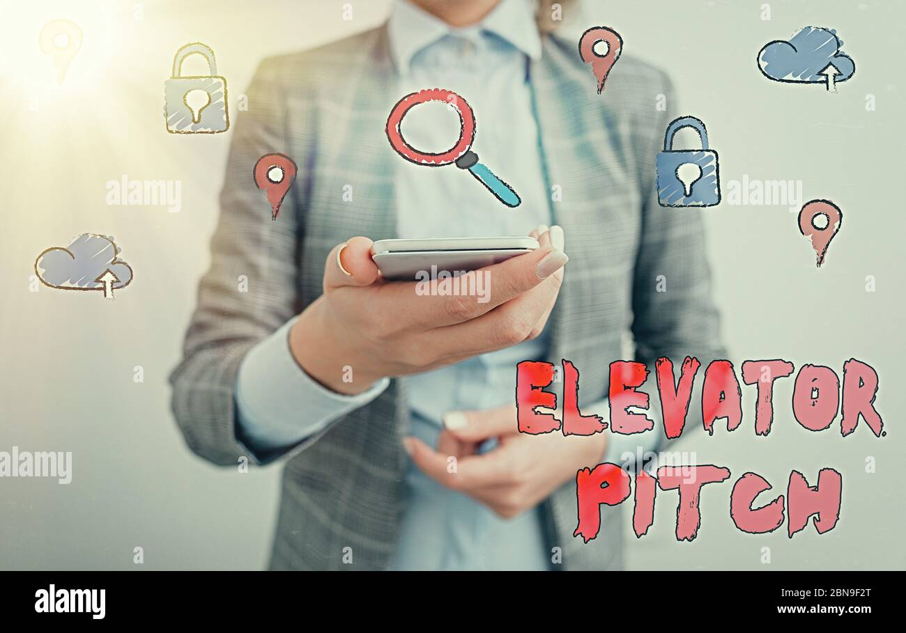 Text sign showing Elevator Pitch. Business photo showcasing A ...