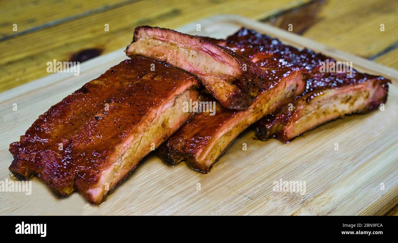 Straight out of the smoker and ready to enjoy. BBQ ribs are a staple of ...