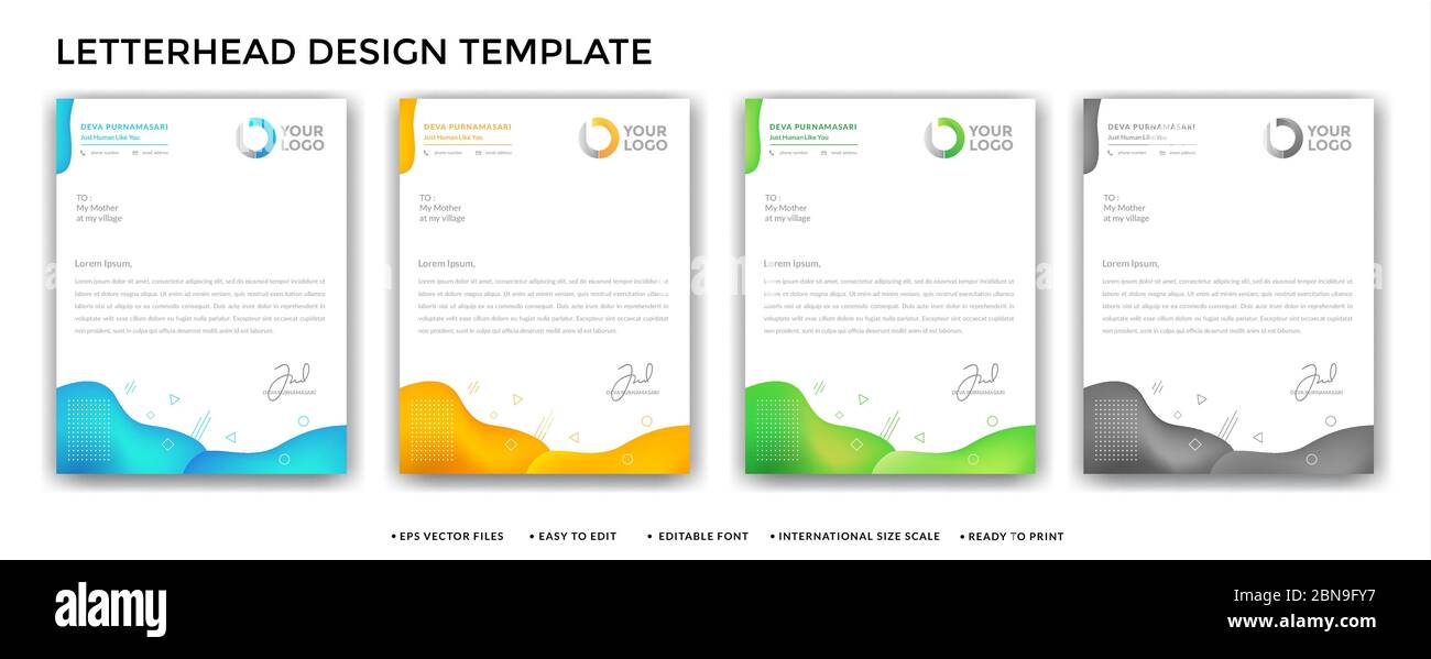 Abstract gradient letterhead design set Stock Vector Image & Art - Alamy