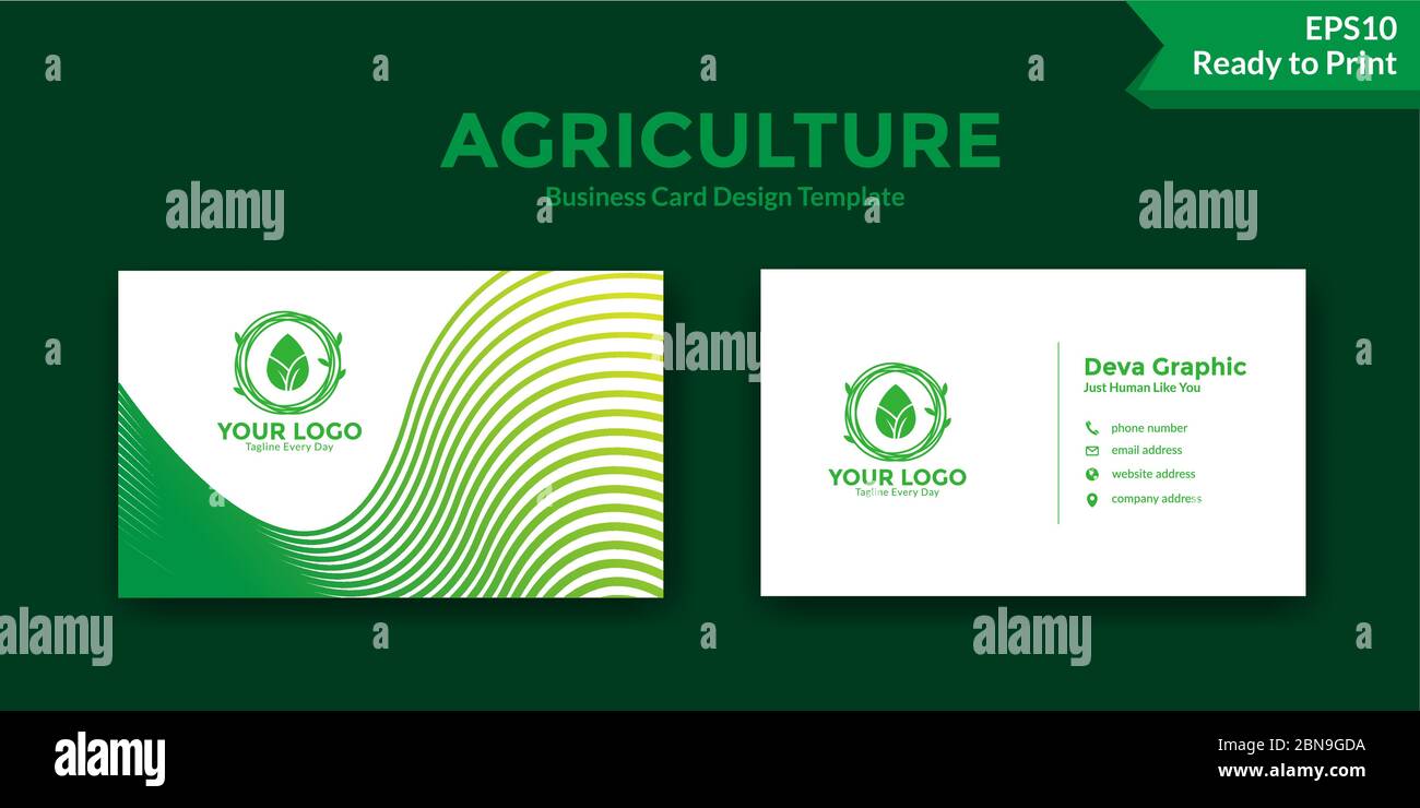 Green line business card design template Stock Vector Image & Art - Alamy