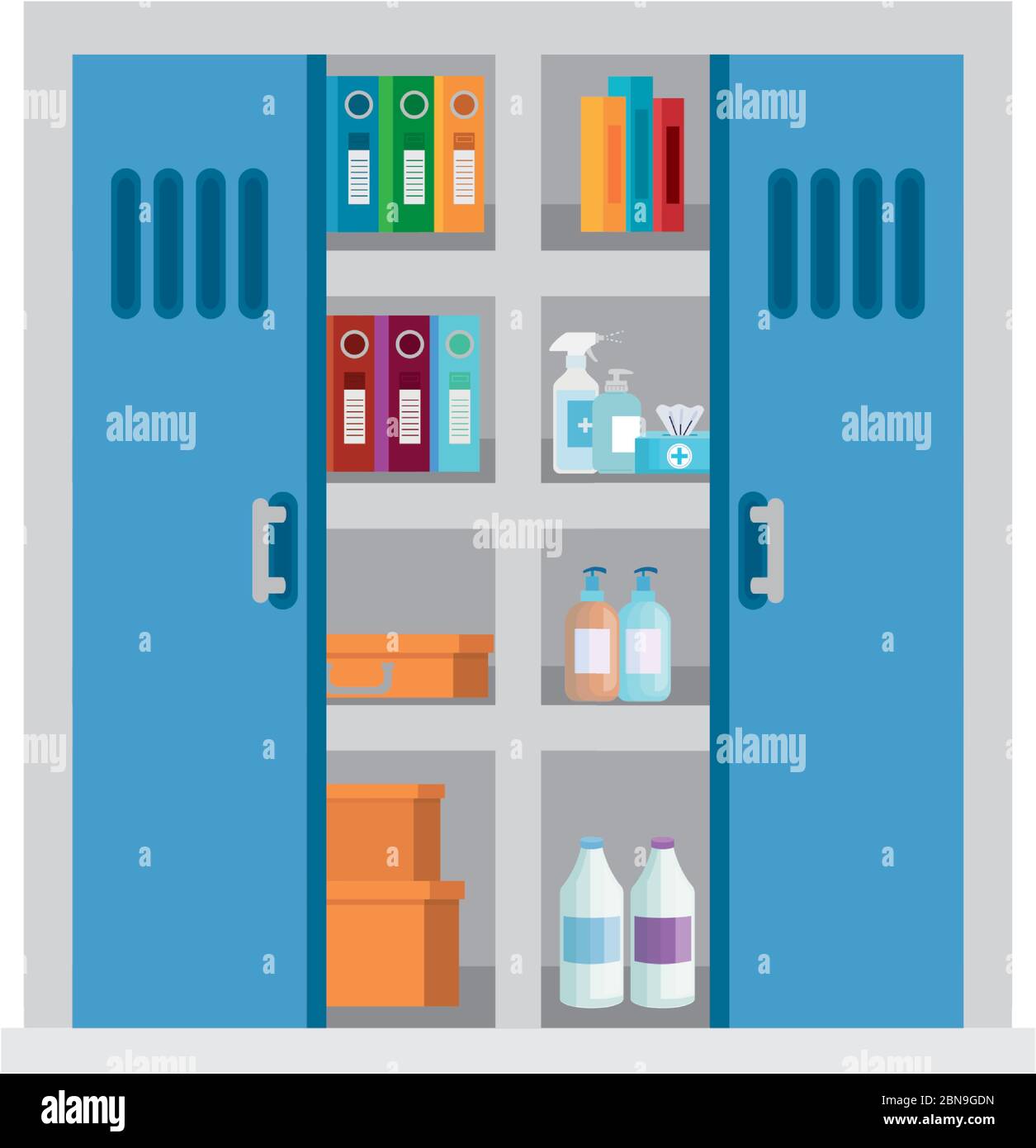 locker with productos cleaning and objects Stock Vector Image & Art - Alamy
