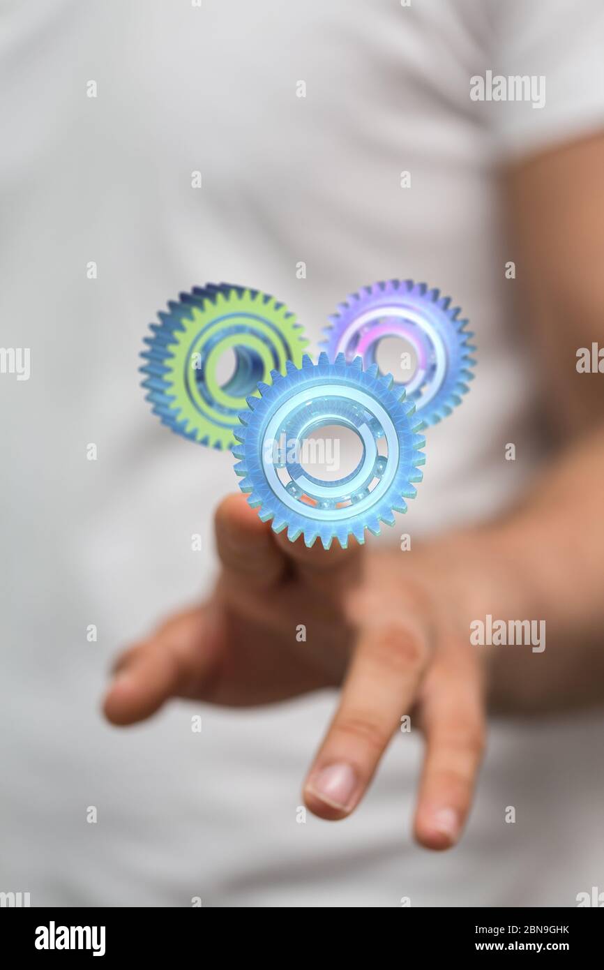 A gear Technology setting concept background Stock Photo - Alamy