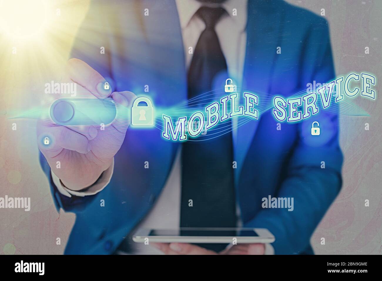 Writing note showing Mobile Service. Business concept for Radio ...