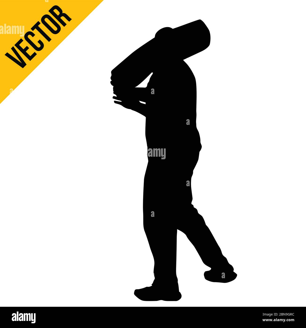 Worker carrying sack Stock Vector Images - Alamy
