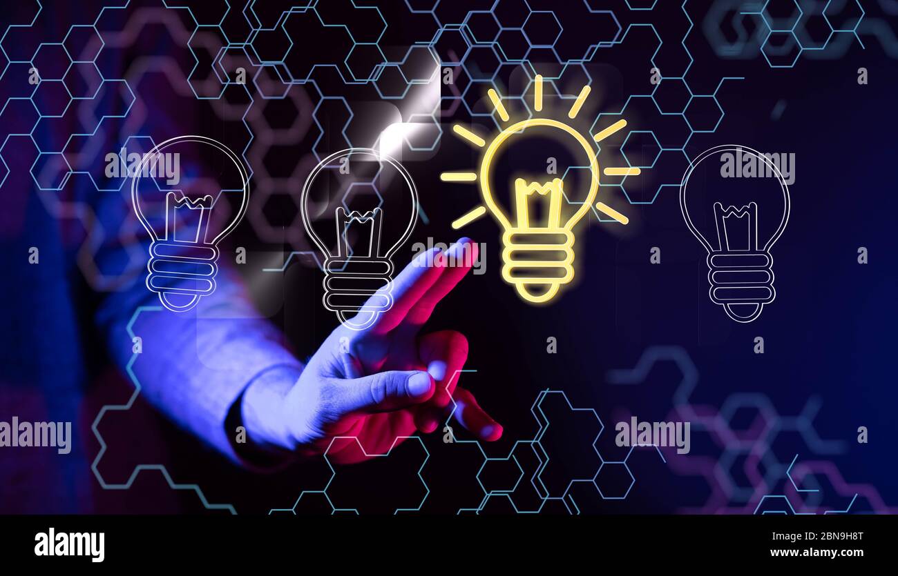 idea lamp concept in hand Stock Photo - Alamy