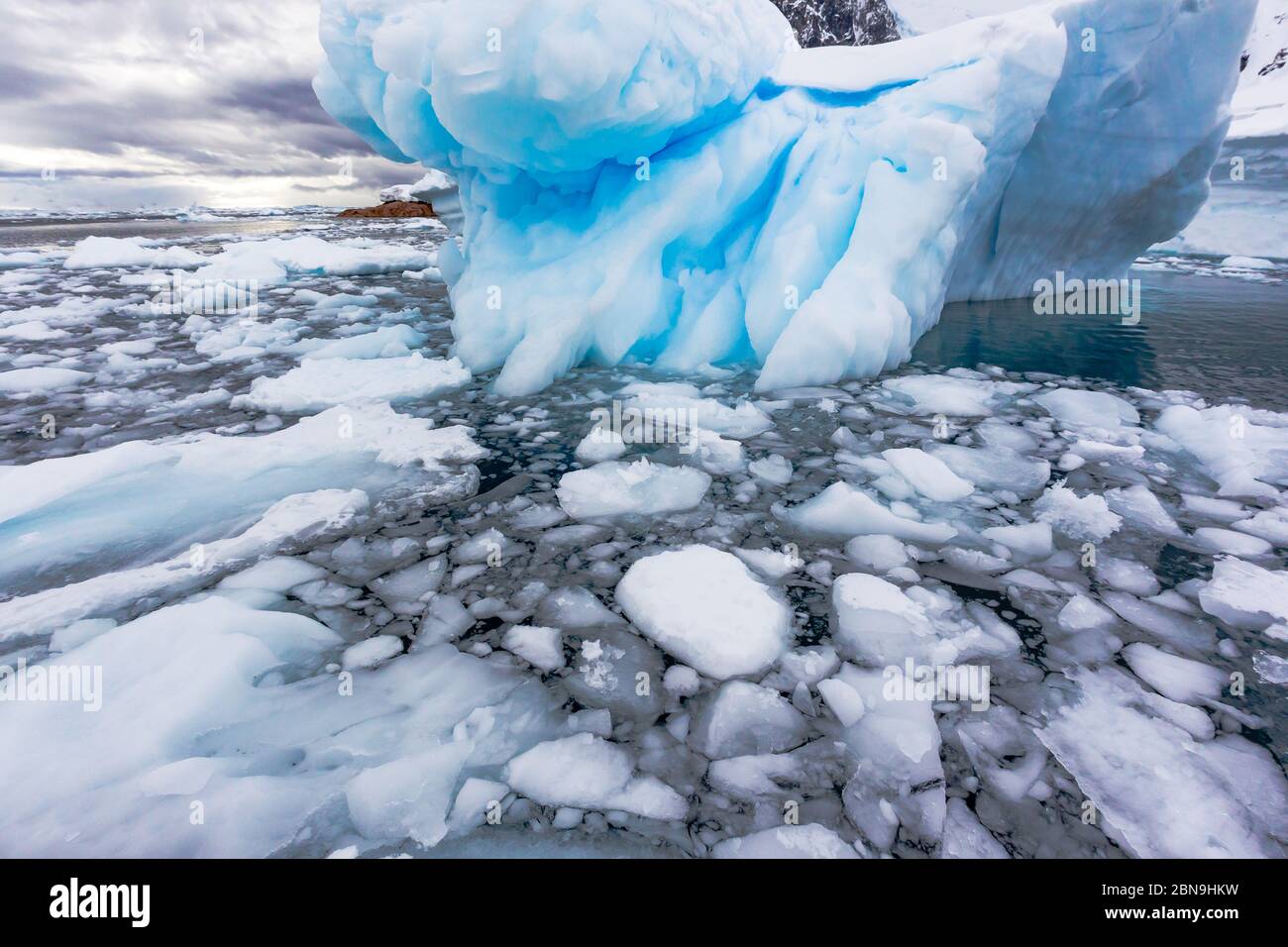 Dangerous pack Ice surround iceberg in Antarctica Stock Photo - Alamy